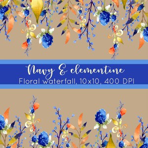 Navy Blue Watercolor Flowers, Floral Navy Clipart, Diy Invitation ...