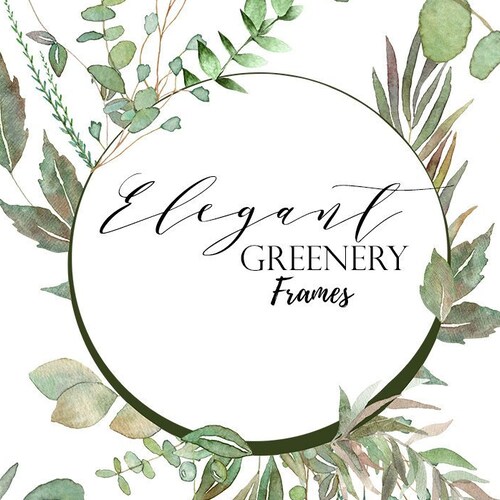 Watercolor Greenery Geometric Clipart Frame Greenery Frames - Etsy