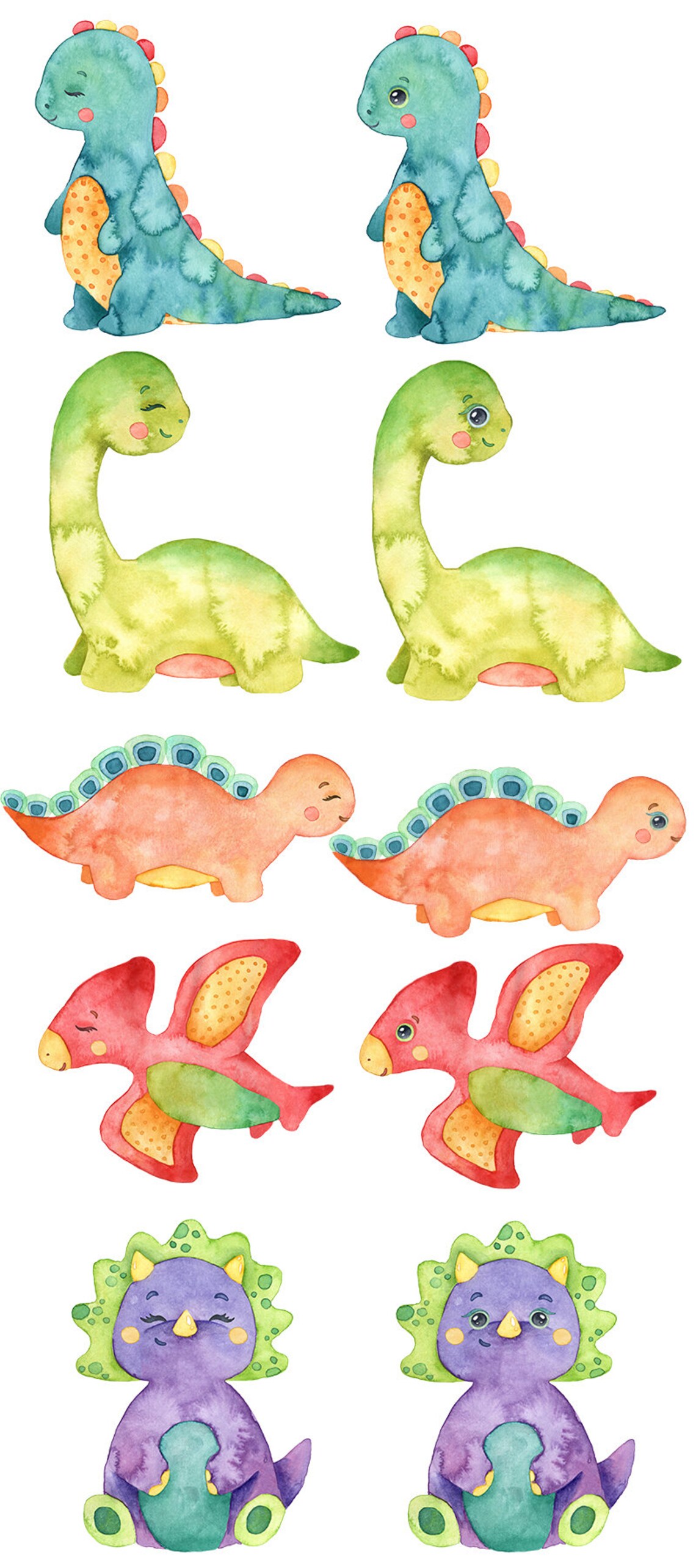 Watercolor Dinosaur Clipart Baby Dinosaur Clip Art Dinosaur - Etsy