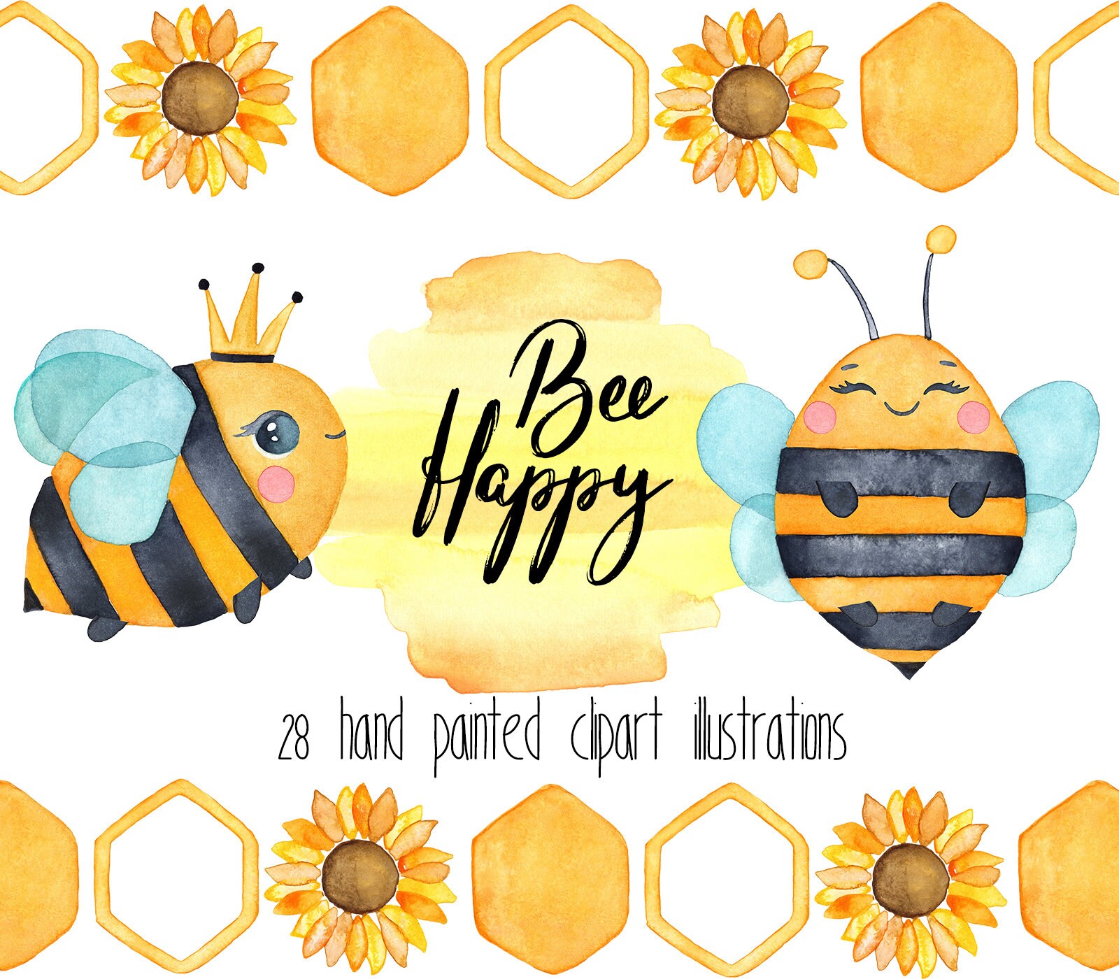 Watercolor Bee Clipart Bumblebee Clipart Birthday Bee Kids - Etsy