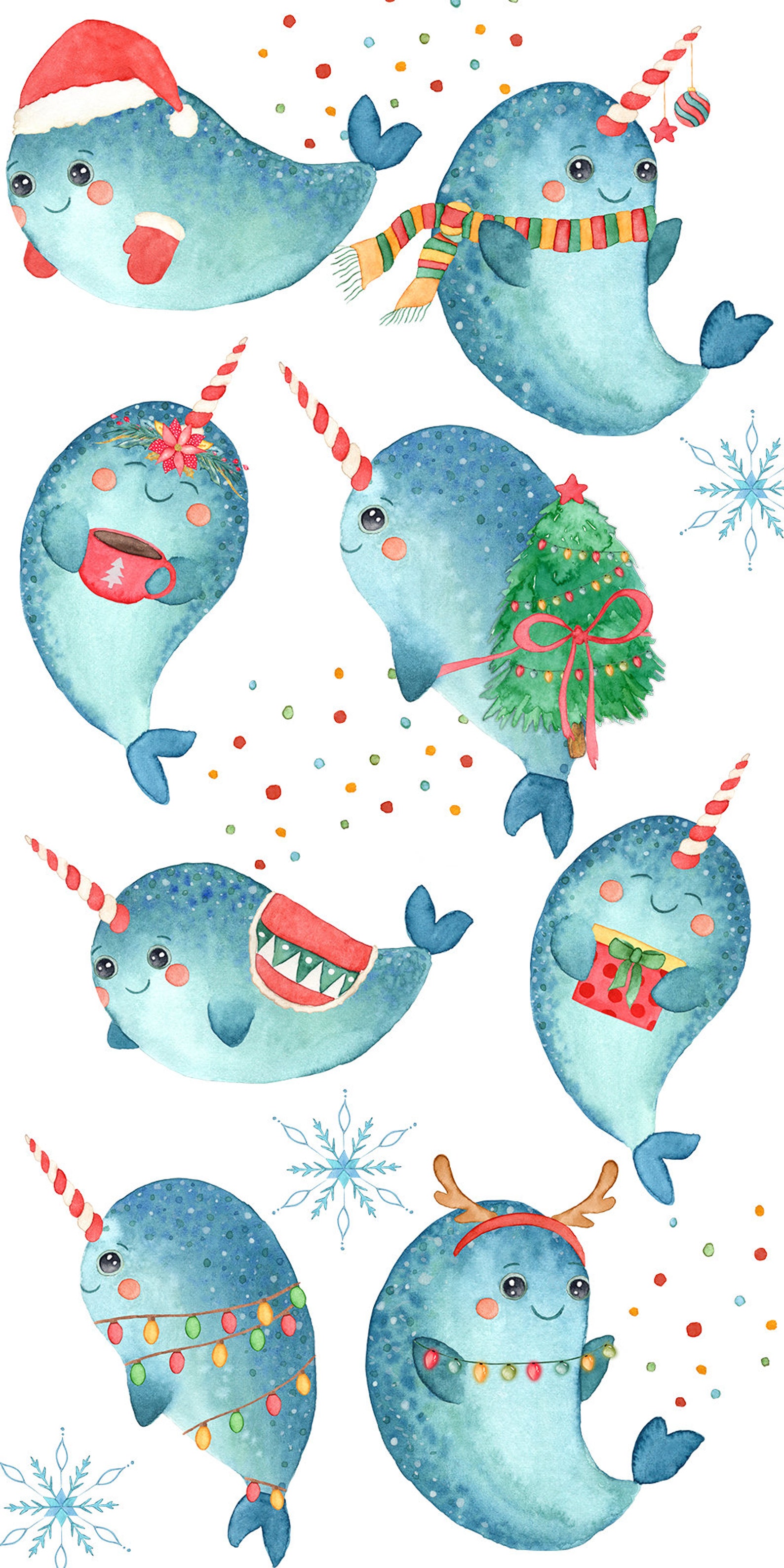 Christmas Animals Clipart Arctic Animal Clipart Watercolor - Etsy