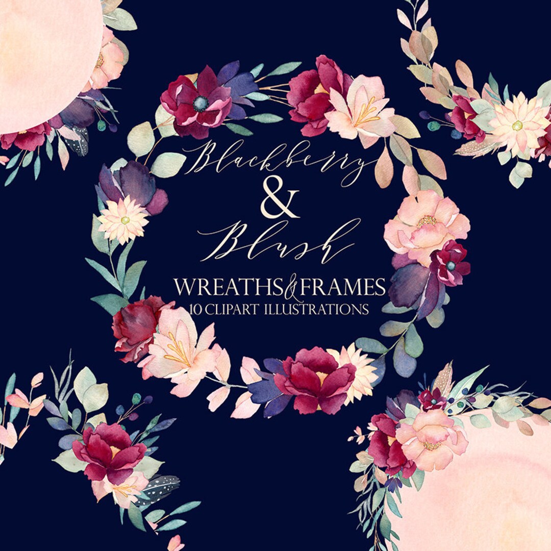 Burgundy Navy Wreaths, Boho Floral Wreaths, Burgundy Blush Frame ...