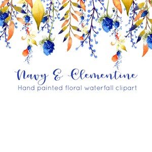 Navy Blue Watercolor Flowers, Floral Navy Clipart, Diy Invitation ...