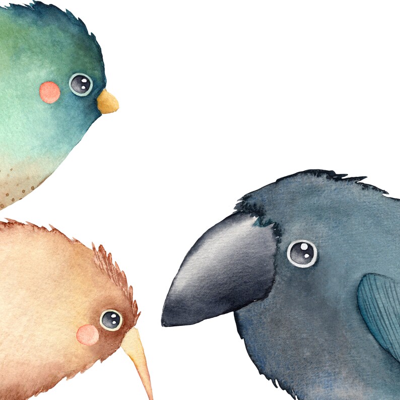 Watercolor Bird Clipart Cute Bird Clipart Nursery Wall - Etsy