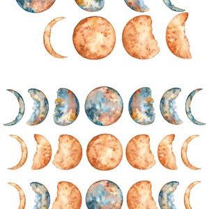 Watercolor Moon Moon Phases Moon Clipart Boho Clipart Hand - Etsy
