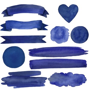 Navy Watercolor Splashes Clipart, Navy Blue Watercolor Shapes, Wedding ...
