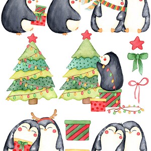Christmas Clipart, Watercolor Penguin, Cute Christmas Clipart, Winter ...