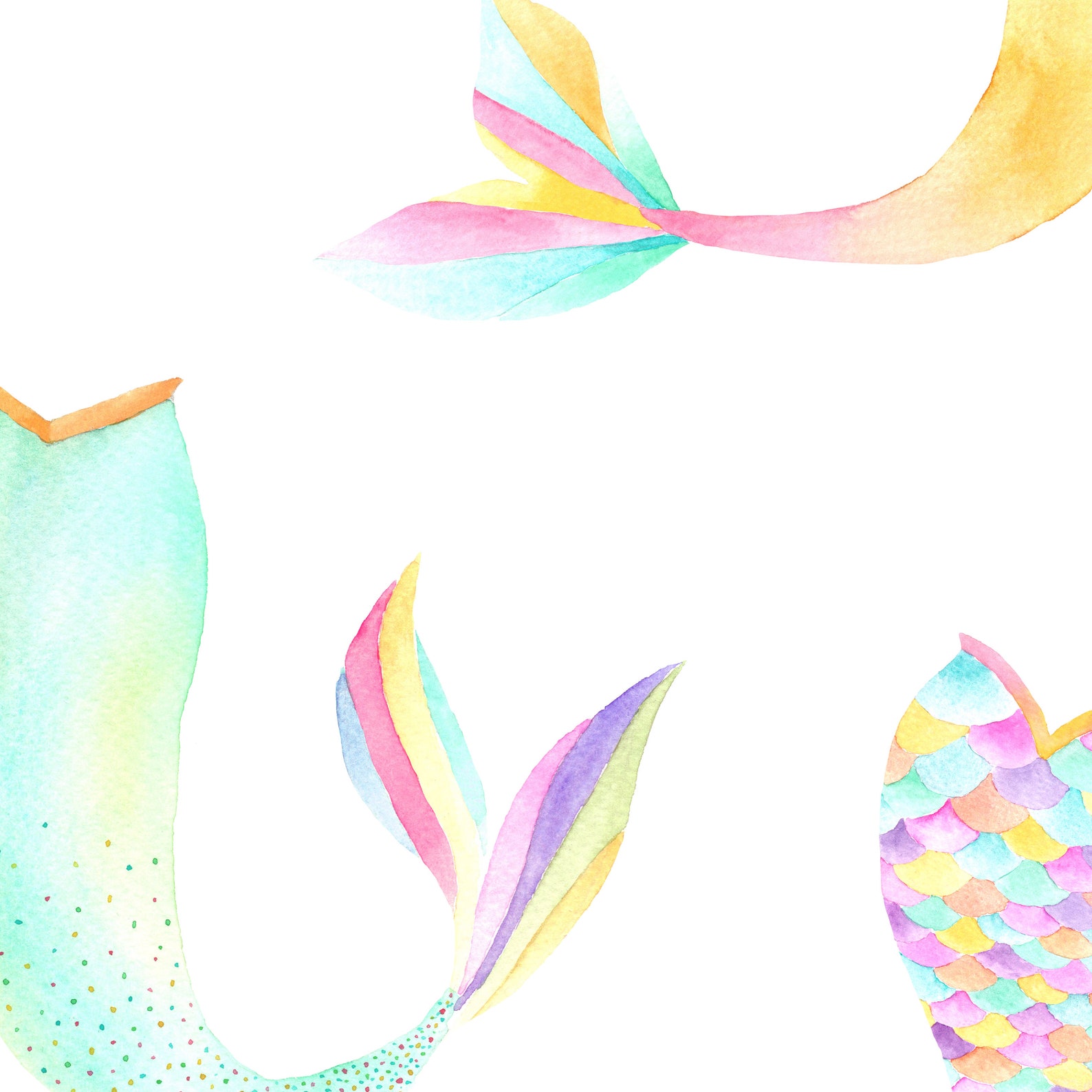 Watercolor Mermaid Clipart Mermaid Tail Mermaid Png Mermaid - Etsy