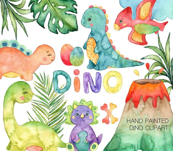 Watercolor Dinosaur Clipart Baby Dinosaur Clip Art Dinosaur | Etsy