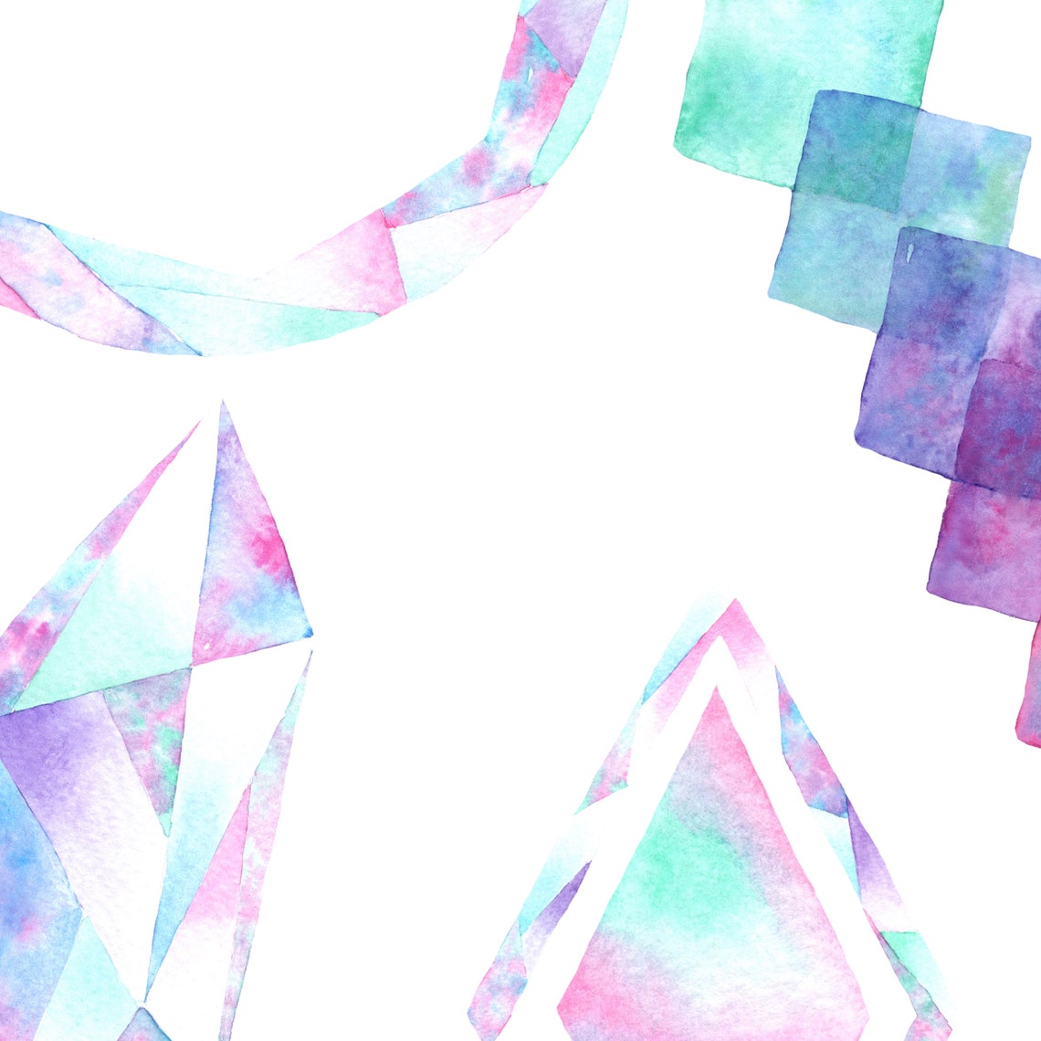 Geometric Watercolor Clipart Geometric Frames Polygonal - Etsy