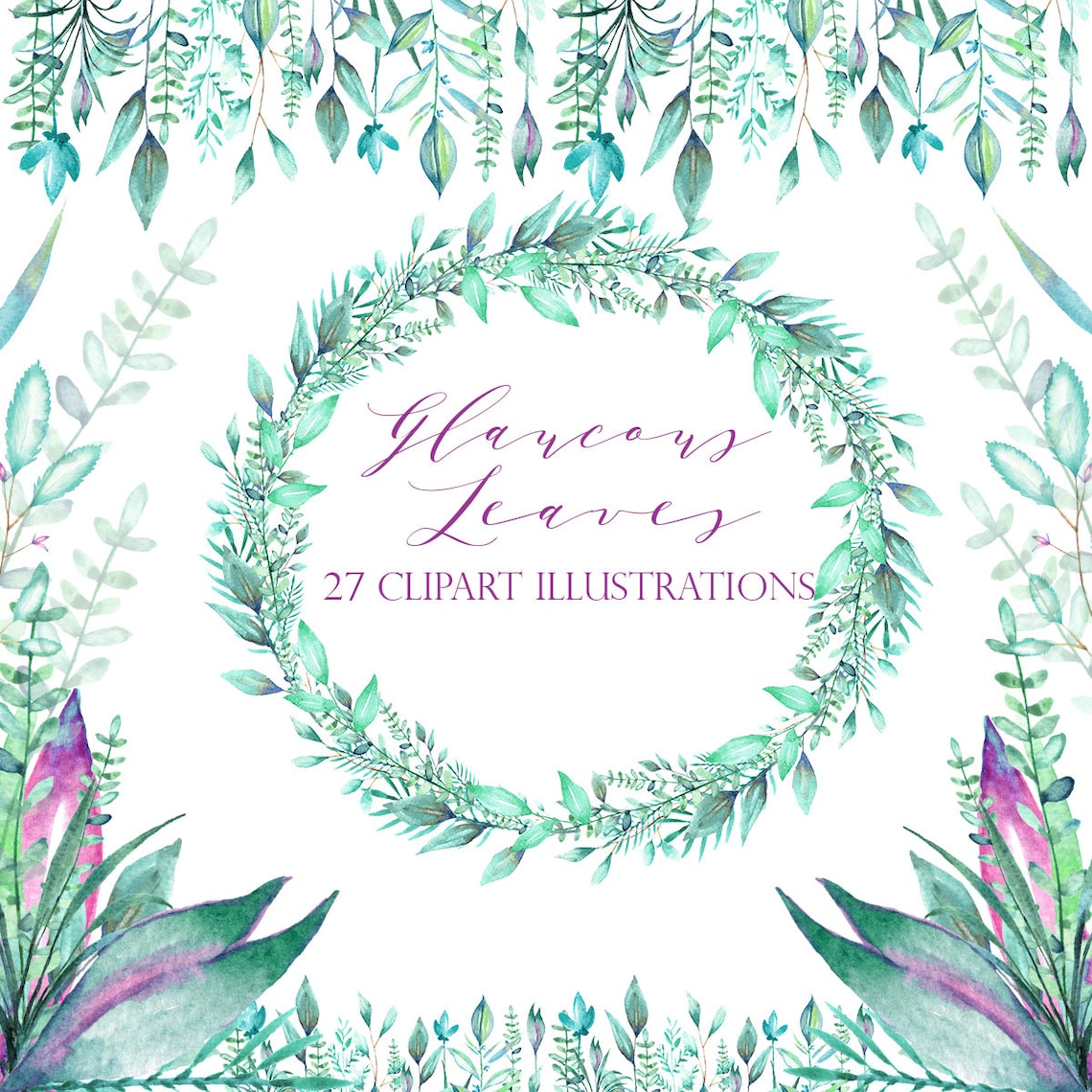 Summer Watercolor Clipart Summer Leaves Illustrations - Etsy