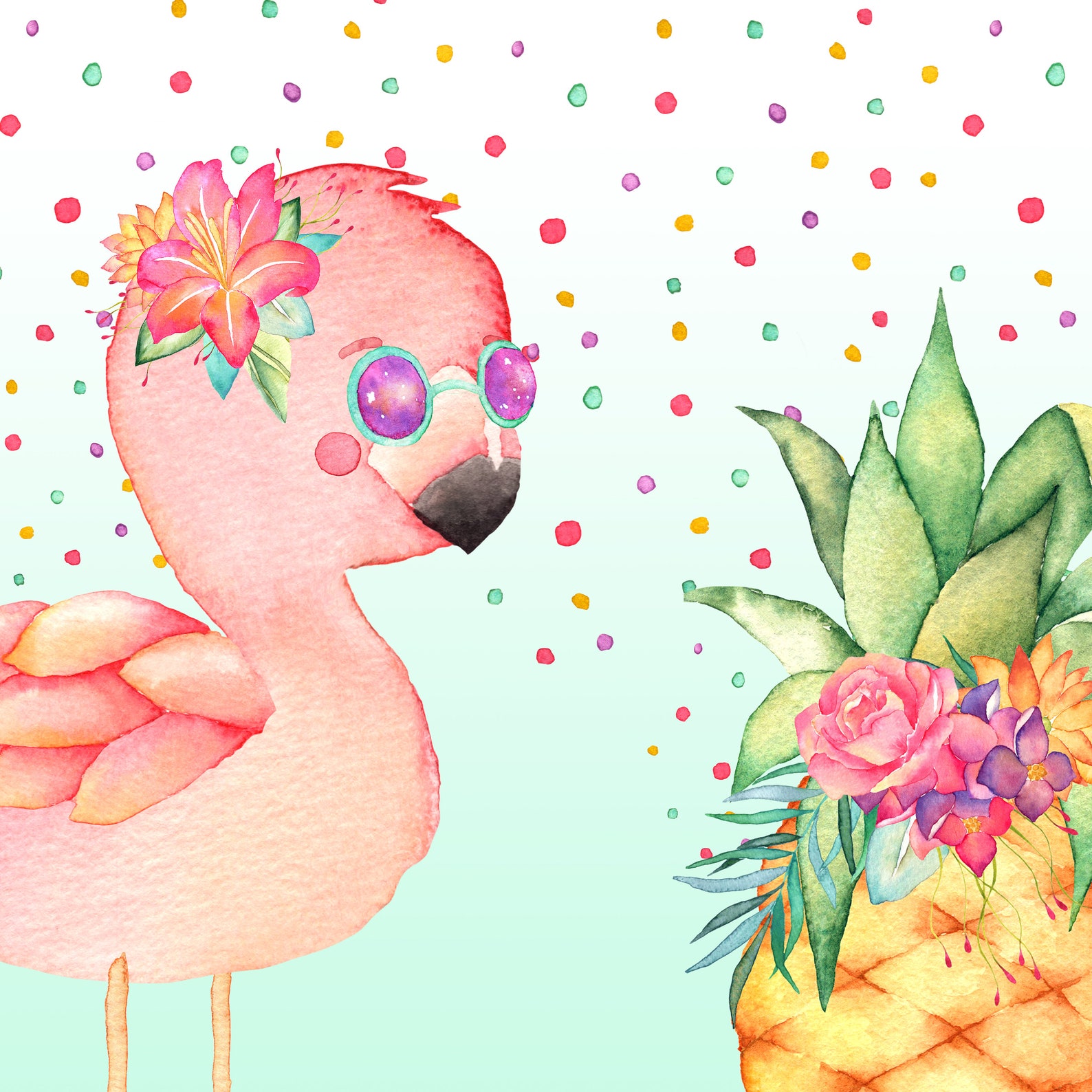 Flamingo Watercolor Clipart Watercolor Animals Clipart - Etsy