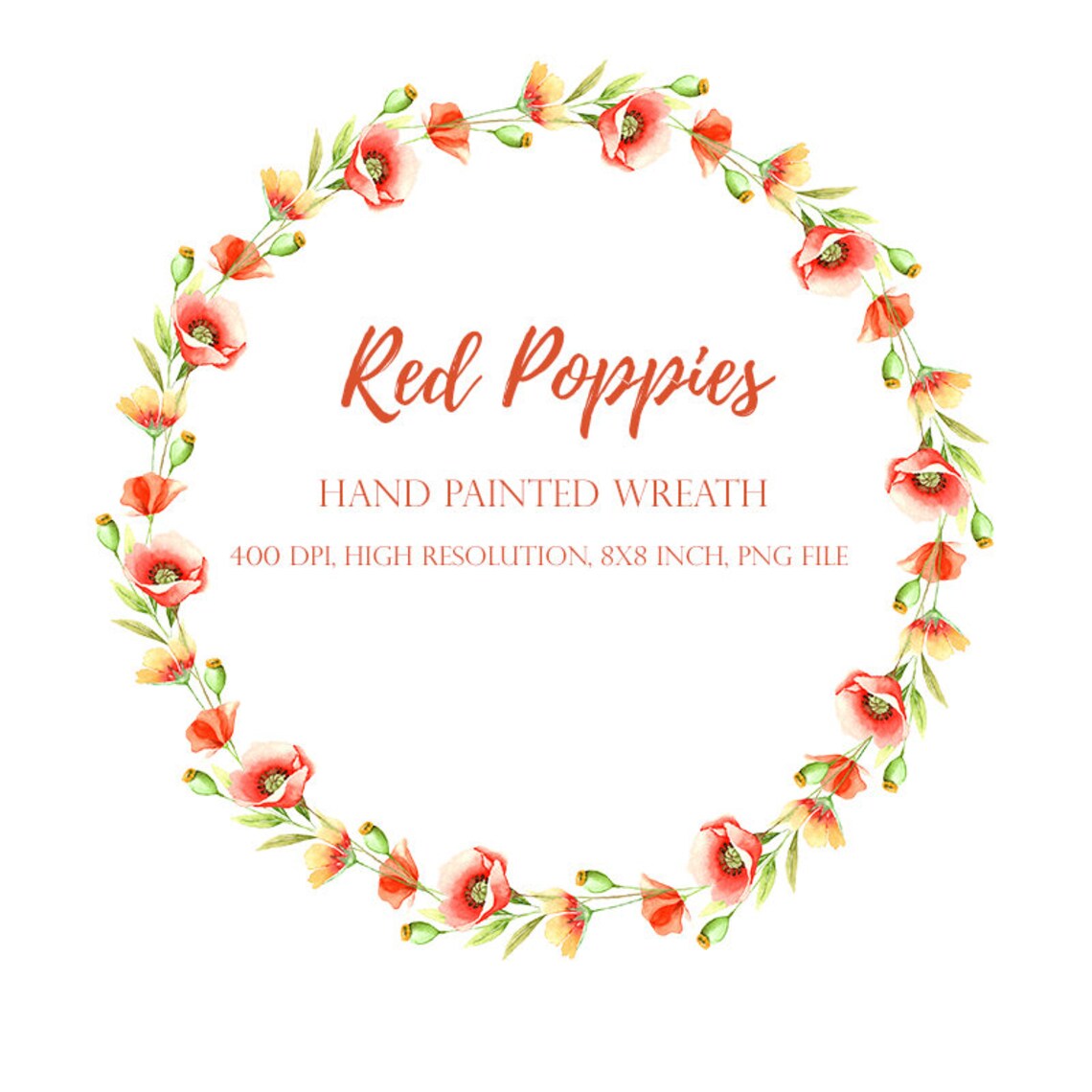 Red Poppies Clipart Poppy Illustration Floral Wreath Hand - Etsy