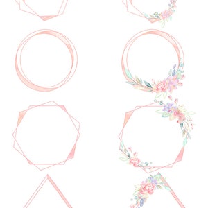Blush Geometric Frames, Pink Floral Frame, Polygonal, Pink Mint ...