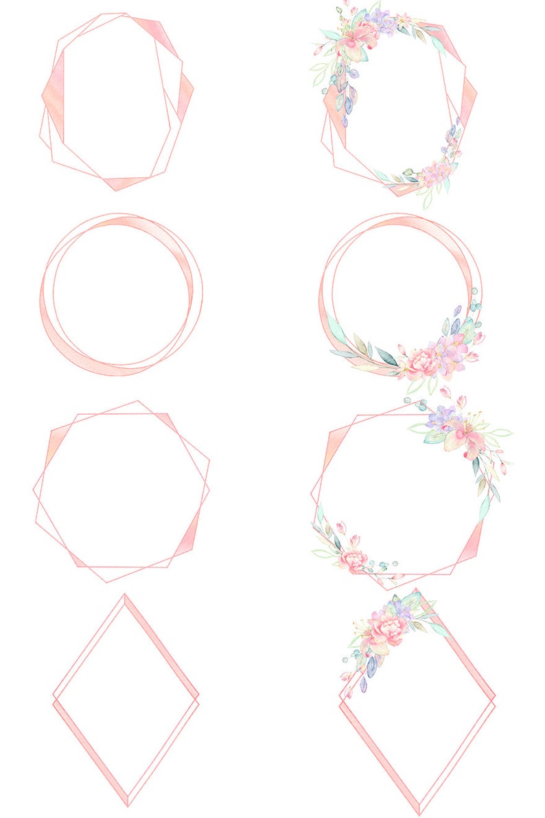 Blush Geometric Frames Pink Floral Frame Polygonal Pink - Etsy