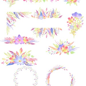 Spring Watercolor Clipart, Rainbow Flowers, Birthday Clipart, Hand ...