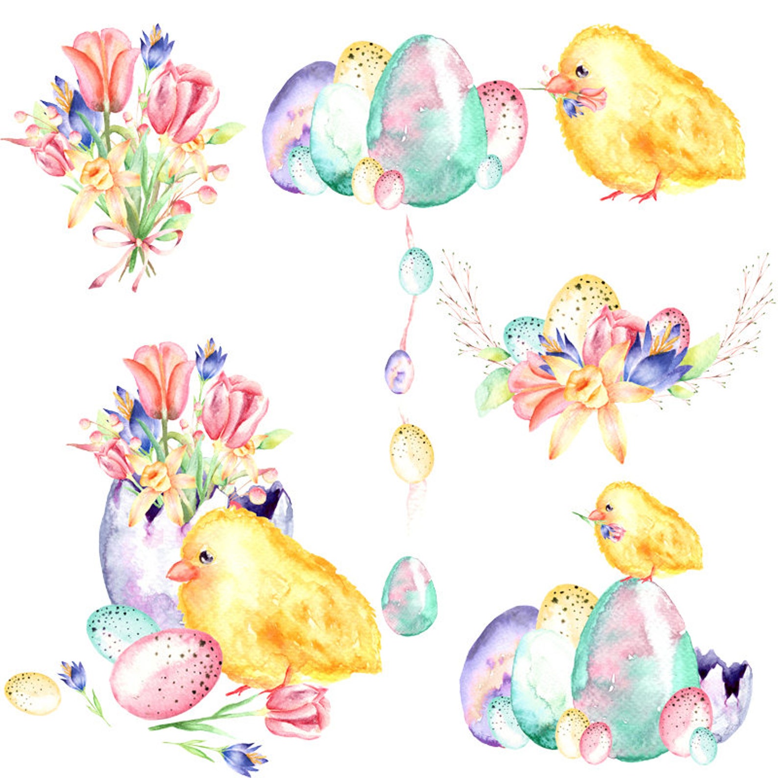Easter Clipart Watercolor Chick Illustration Easter Images | Etsy
