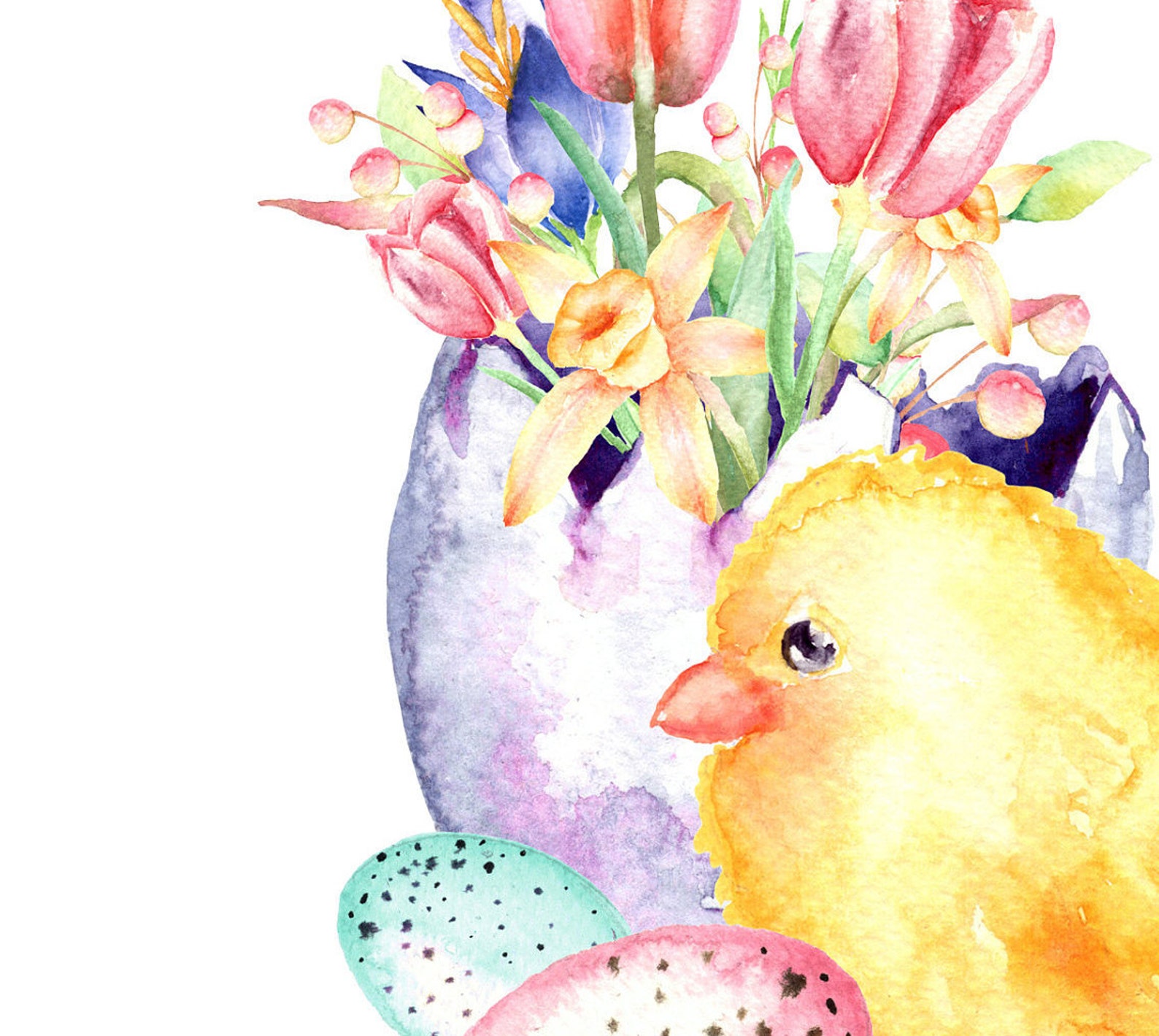 Easter Clipart Watercolor Chick Illustration Easter Images | Etsy