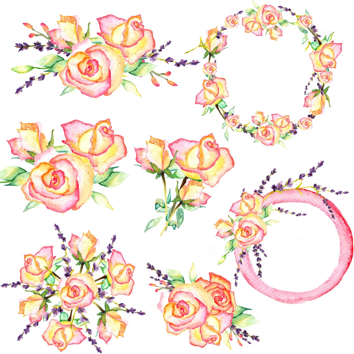 Watercolor Floral Wedding Clipart Floral Arrangements | Etsy