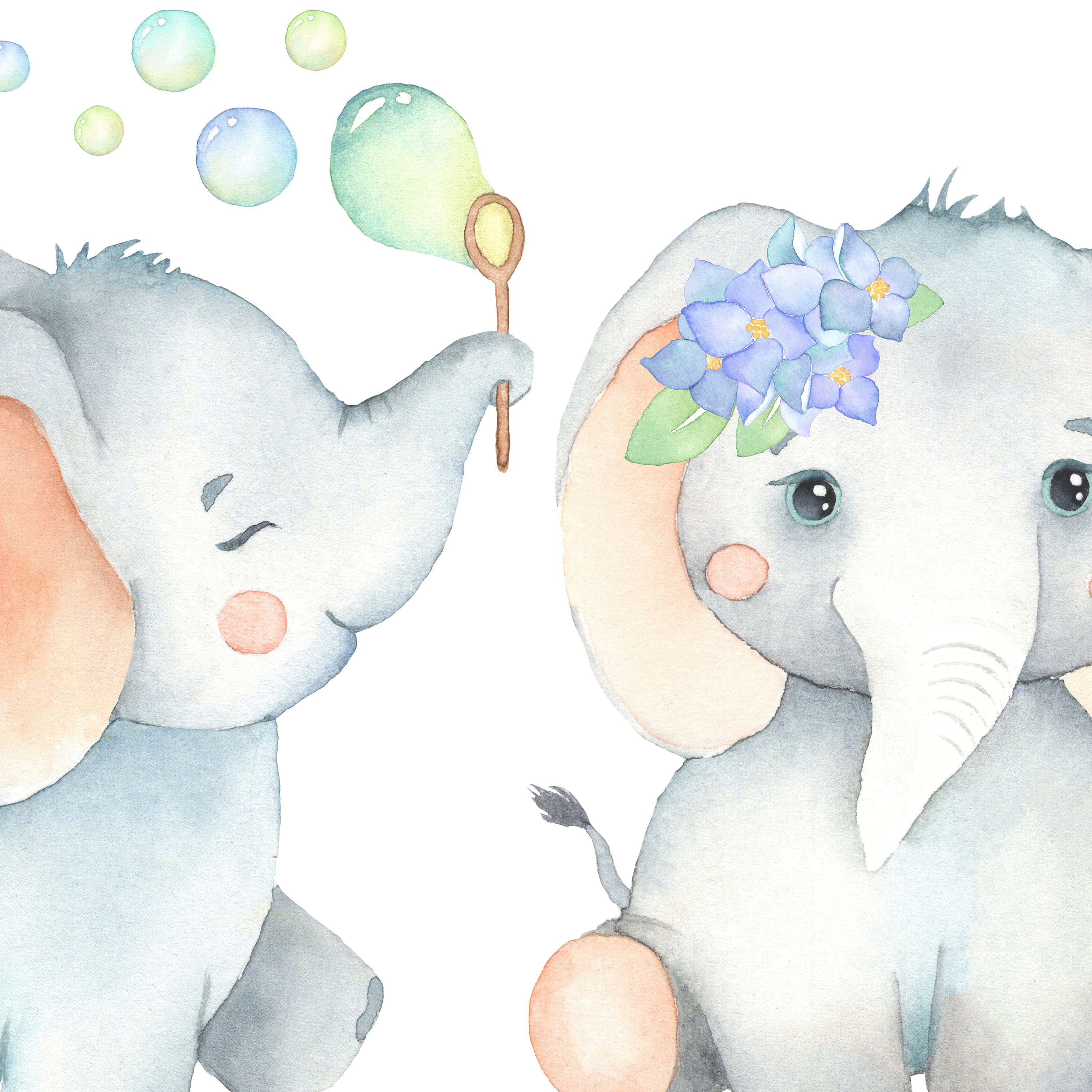 Blue Elephant Watercolor Clipart Baby Elephant Png Hand | Etsy