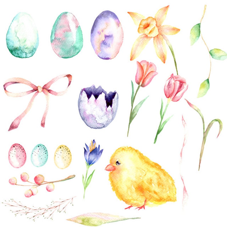 Easter Clipart Watercolor Chick Illustration Easter Images - Etsy