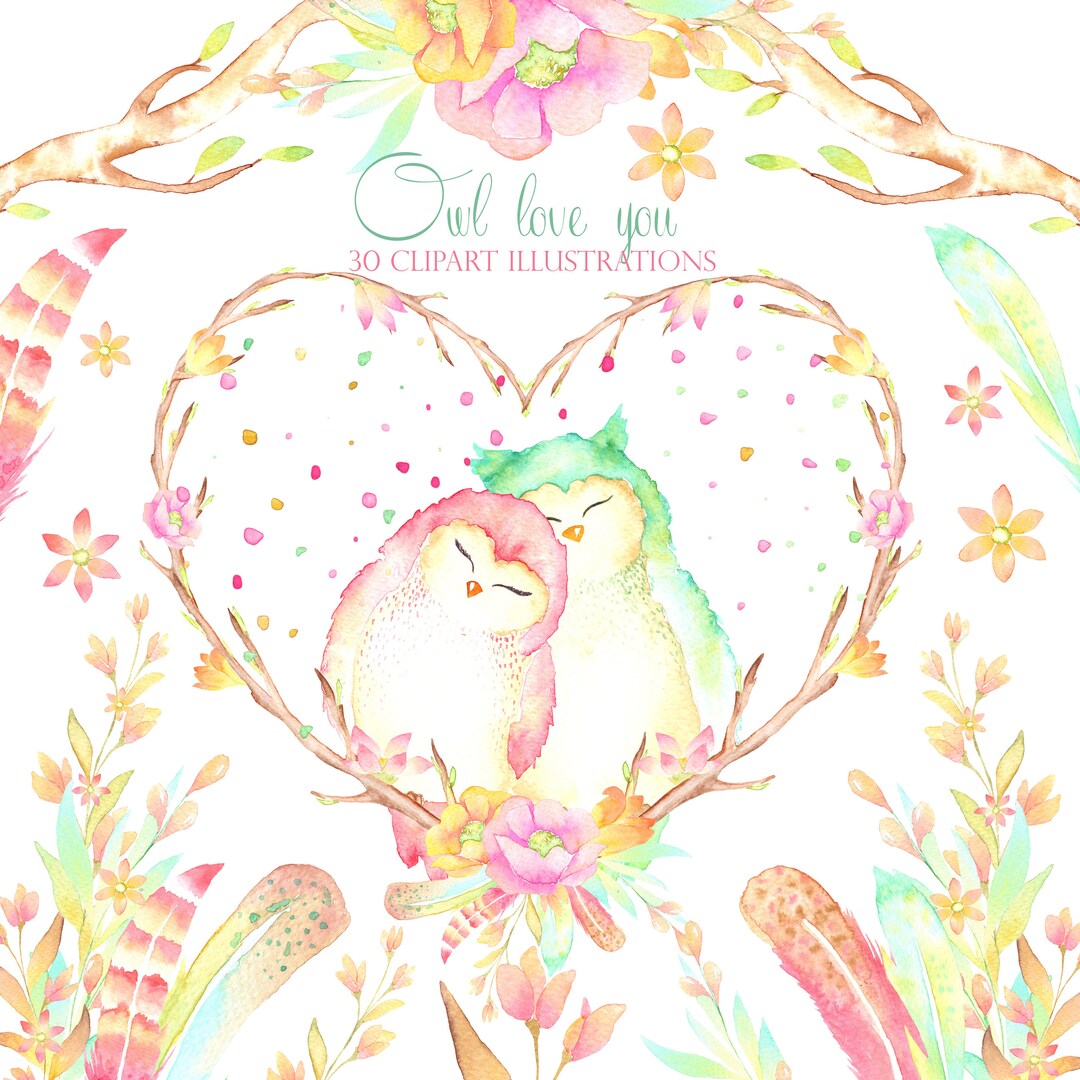 Watercolor Owl Clipart, Cute Owl, Bird Clipart, Aquarel Animals ...