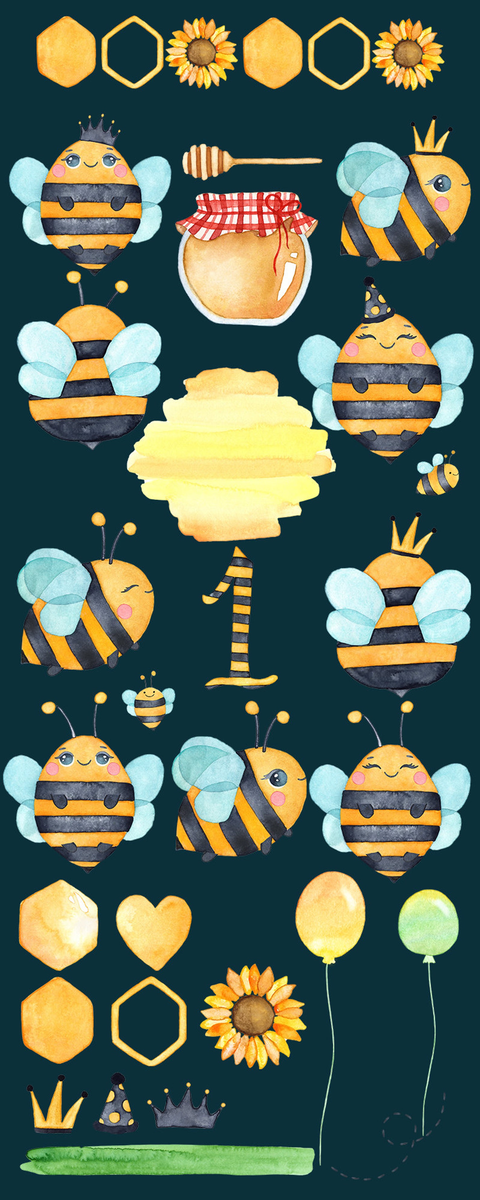 Watercolor Bee Clipart Bumblebee Clipart Birthday Bee Kids - Etsy