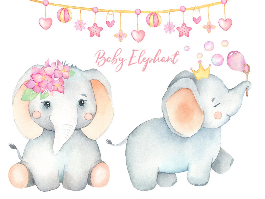 Elephant Clipart, Watercolor Elephant, Little Animal, Hand Painted ...