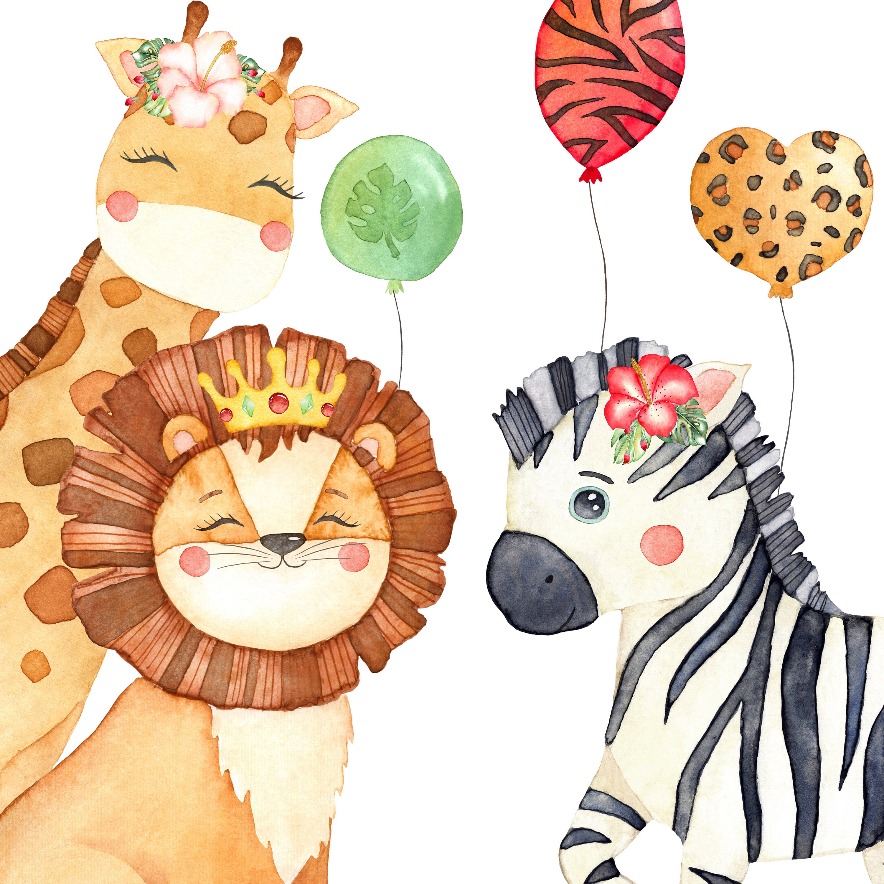 Watercolor Safari Animals Png Safari Animals Clipart Jungle | Etsy