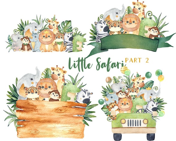 Jungle Animal Clipart Safari Watercolor Png Woodland Safari - Etsy Sweden