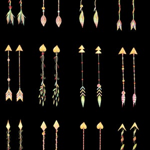 Watercolor Arrows, Diy Invitation, Boho Arrow Clipart, Tribal, Boho ...