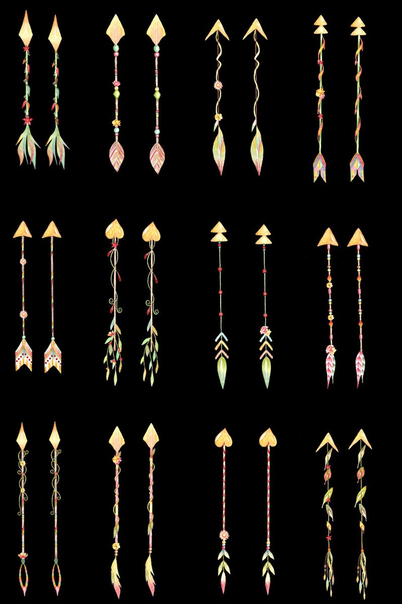 Watercolor Arrows Diy Invitation Boho Arrow Clipart Tribal - Etsy