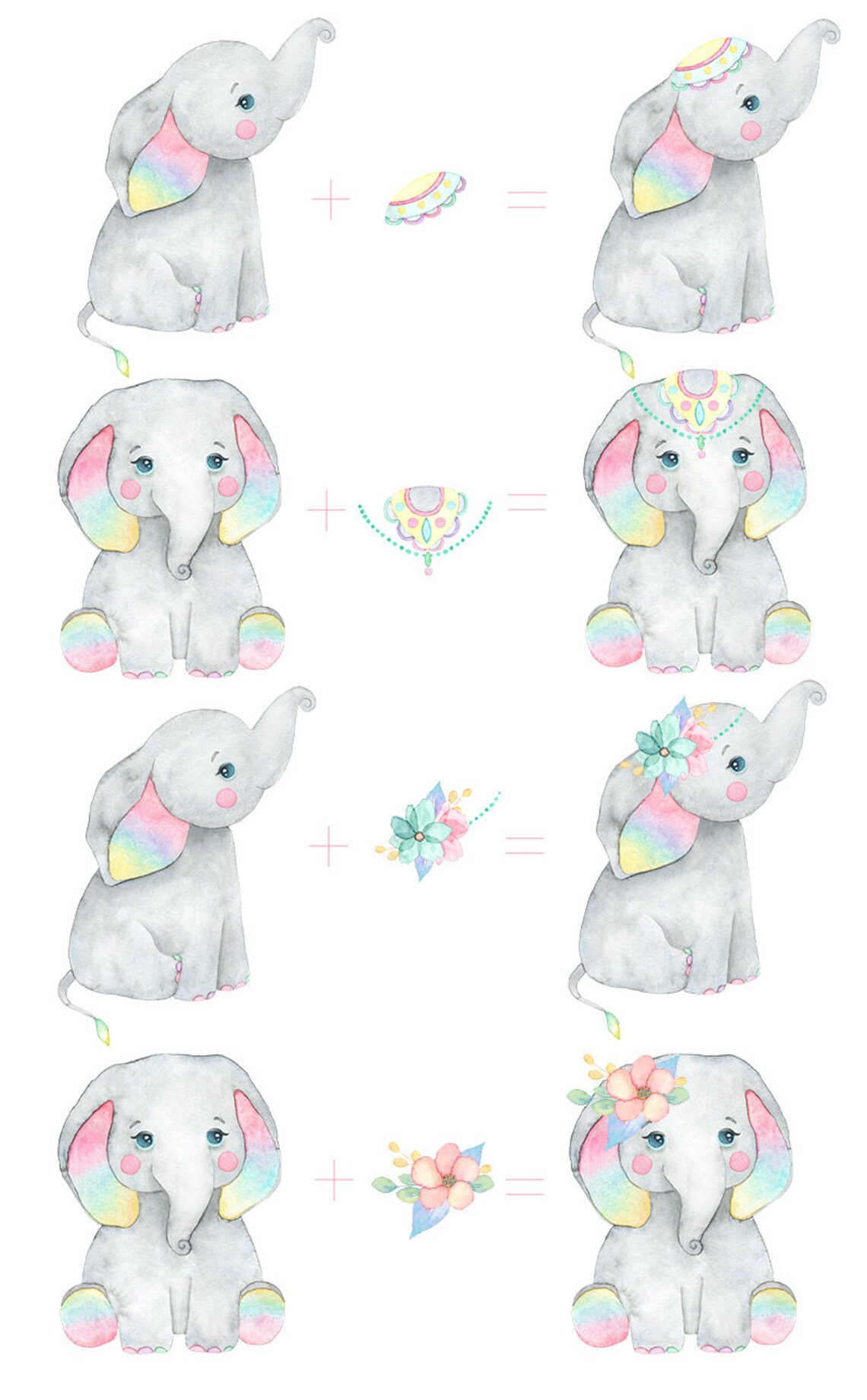 Elephant Clipart Watercolor Elephant Little Animal Hand - Etsy