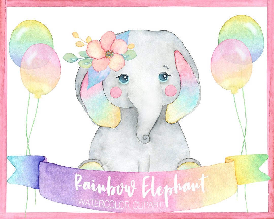 Elephant Clipart, Watercolor Elephant, Little Animal, Hand Painted ...
