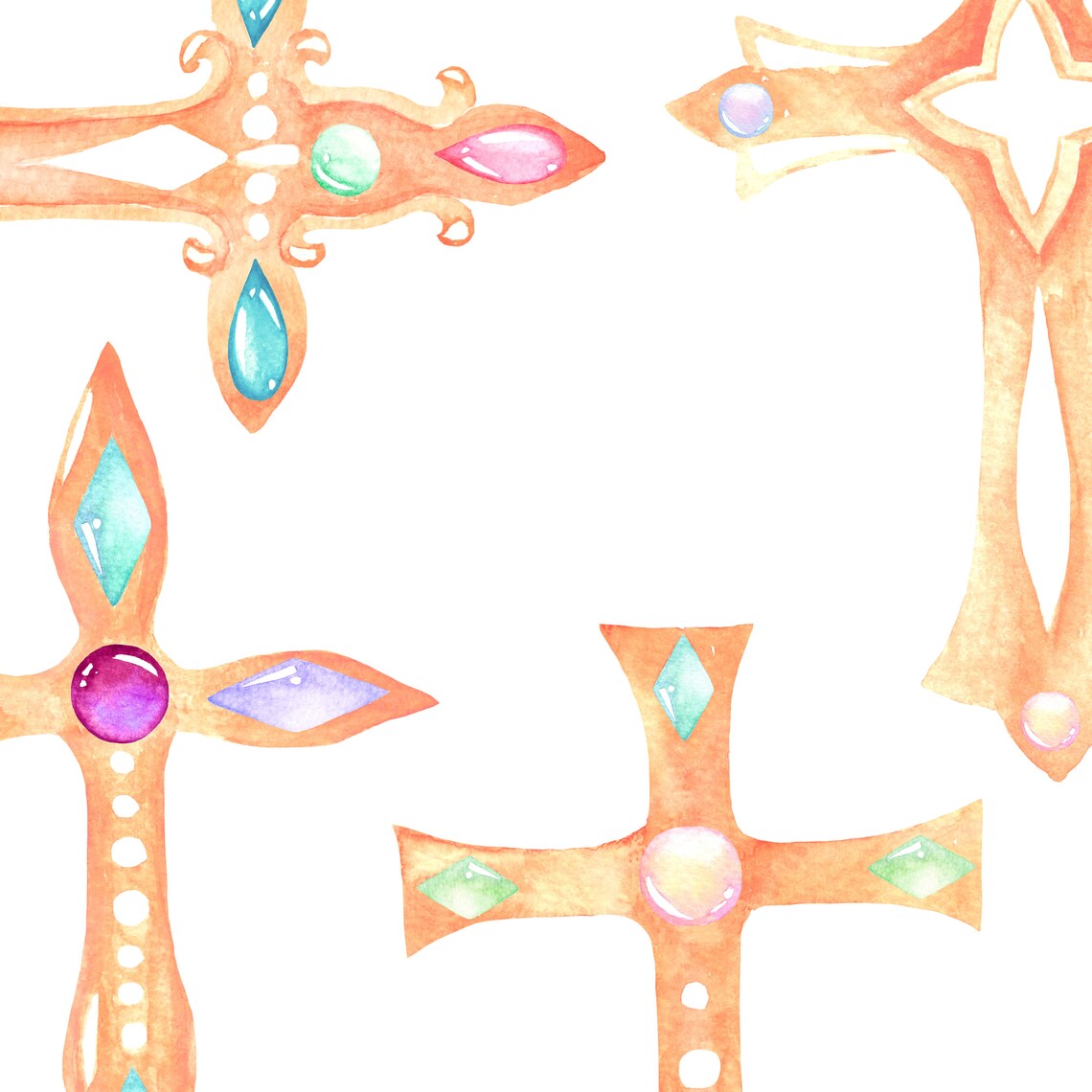 Watercolor Crosses Clipart Watercolor Rose Gold Baptism - Etsy