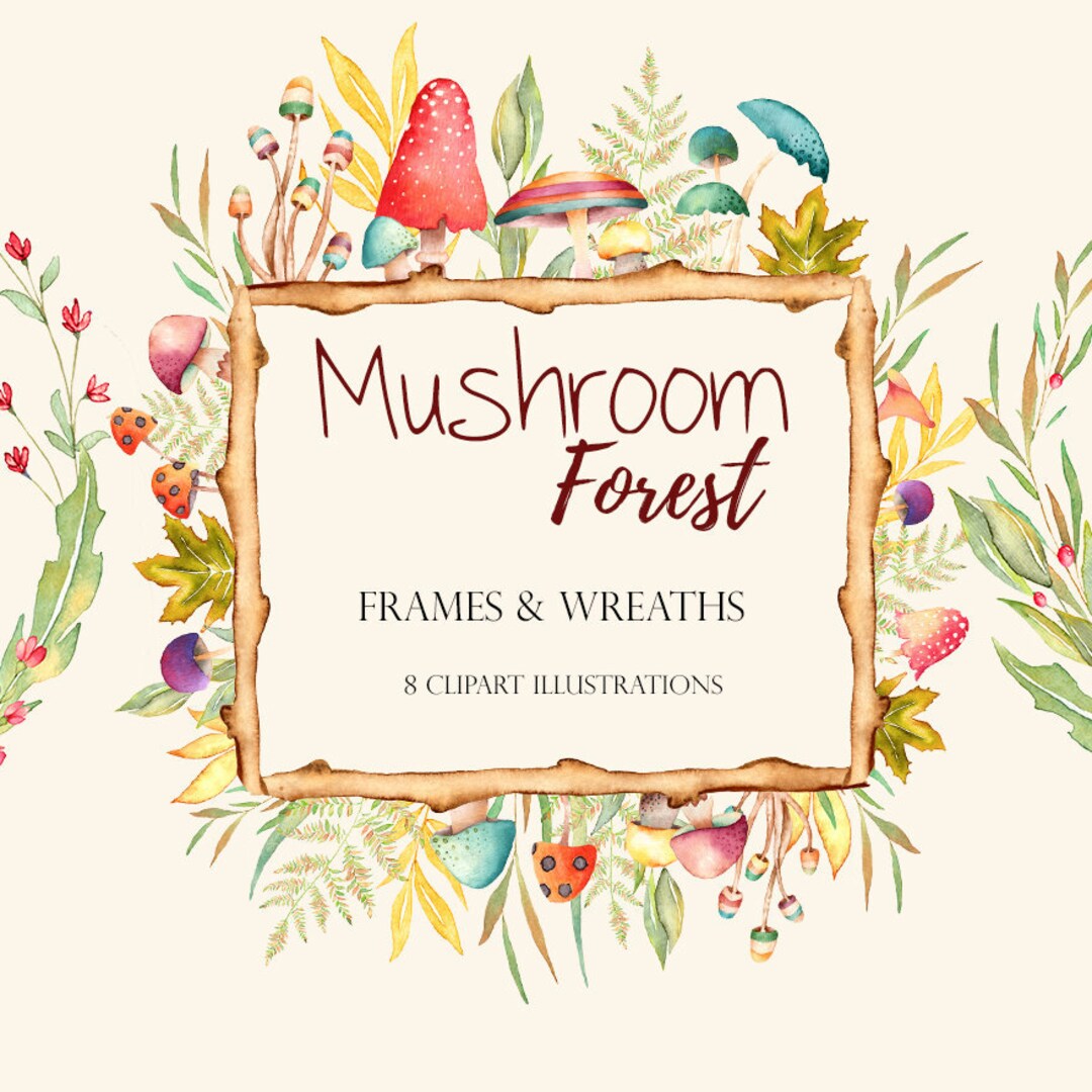 Watercolor Mushroom Clipart, Fall Clipart, Autumn Png, Fall Frames ...