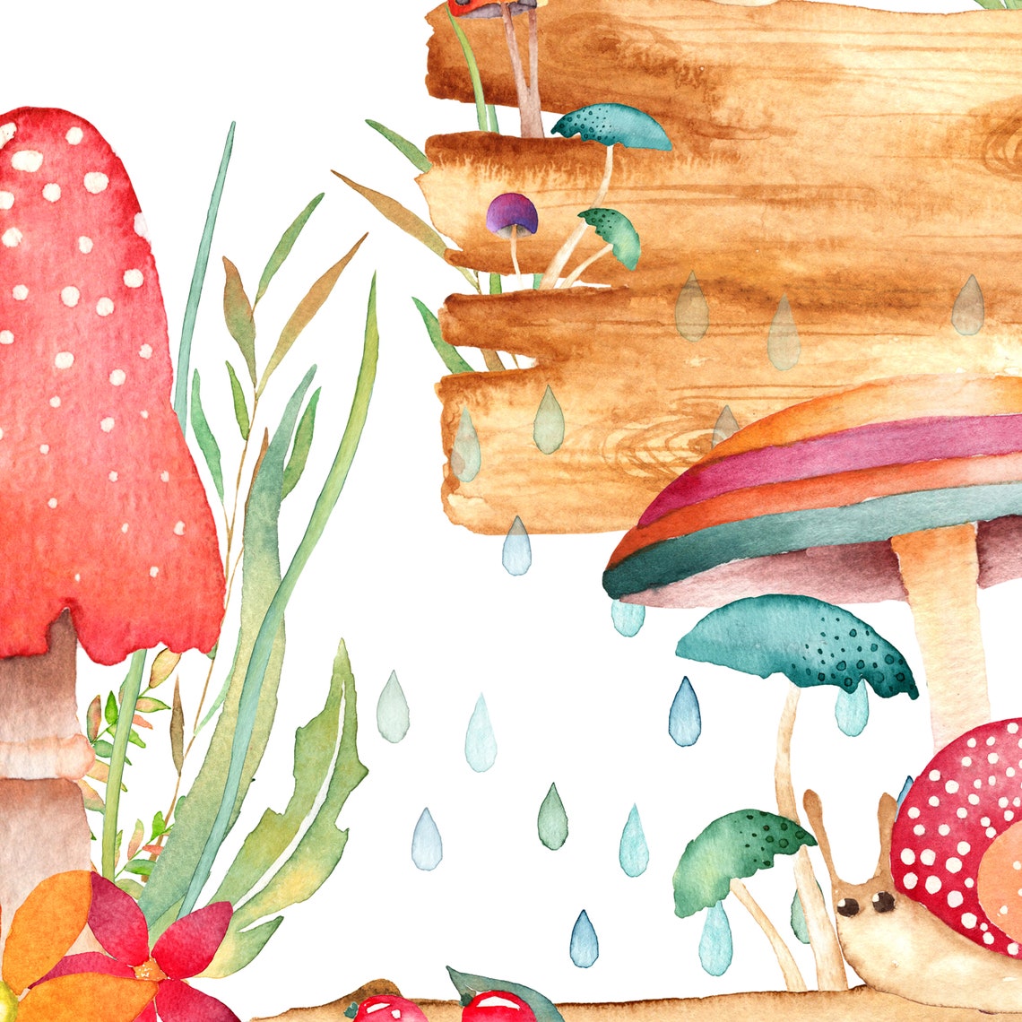 Mushroom clipart fall clipart autumn illustrations fall | Etsy