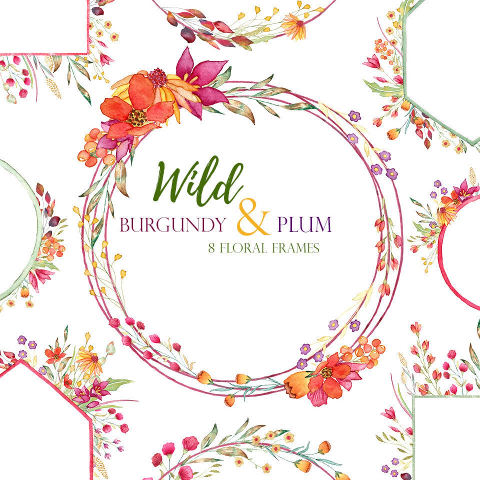 Fall Clipart Watercolor Clipart Autumn Png Field Flowers | Etsy