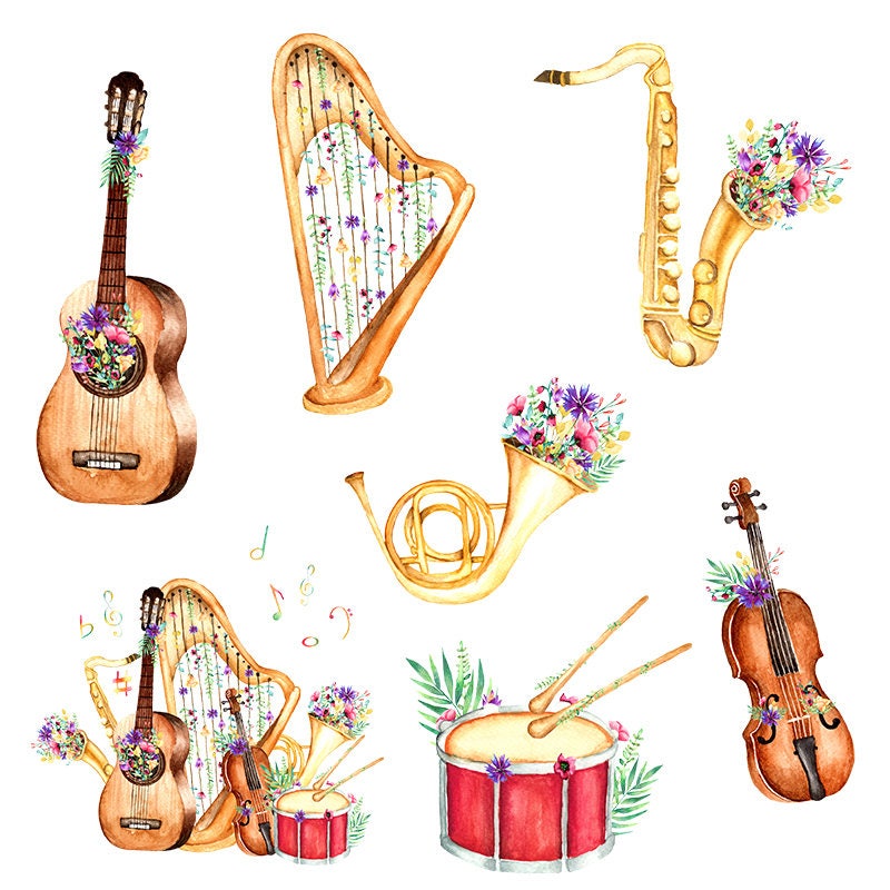 Instruments Clipart Watercolor Music Watercolor Instruments - Etsy UK