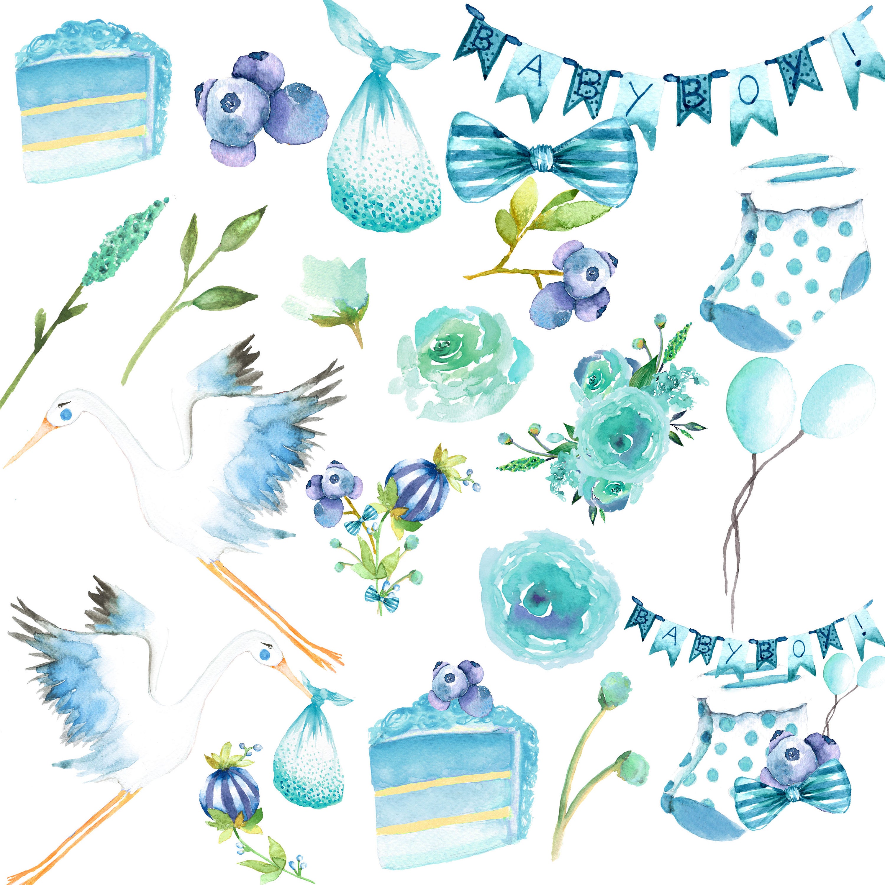 Baby Shower Clipart Watercolor Baby Shower Baby Shower Boy - Etsy UK