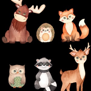 Woodland Clipart, Woodland Animals, Fox Clipart, Watercolor Clipart ...