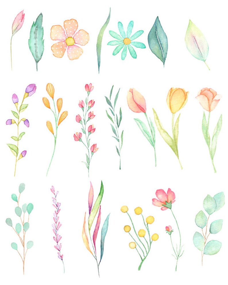 Watercolor Floral Spring Clipart Easter Clipart Easter - Etsy