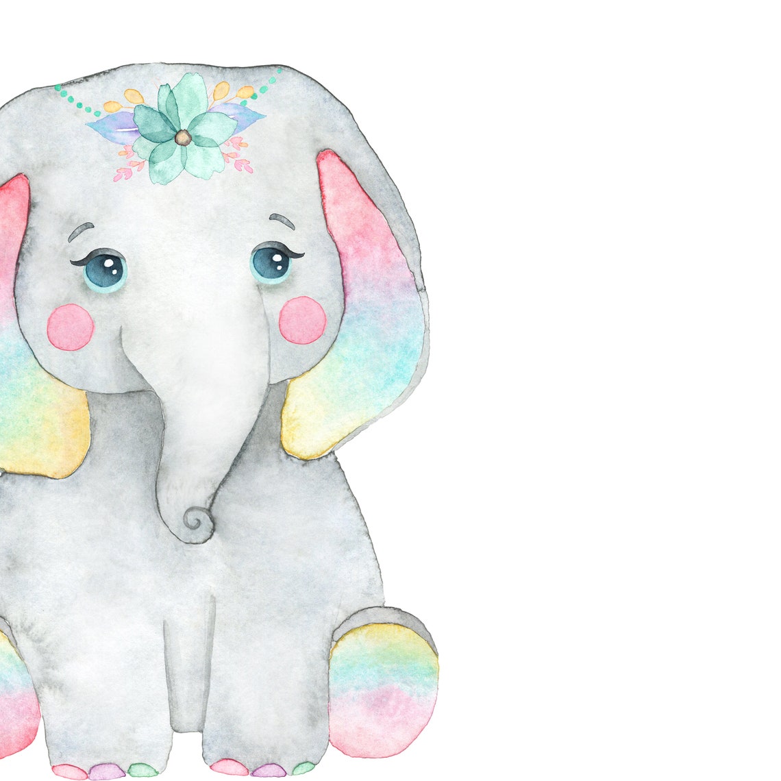 Elephant Clipart Watercolor Elephant Little Animal Hand - Etsy