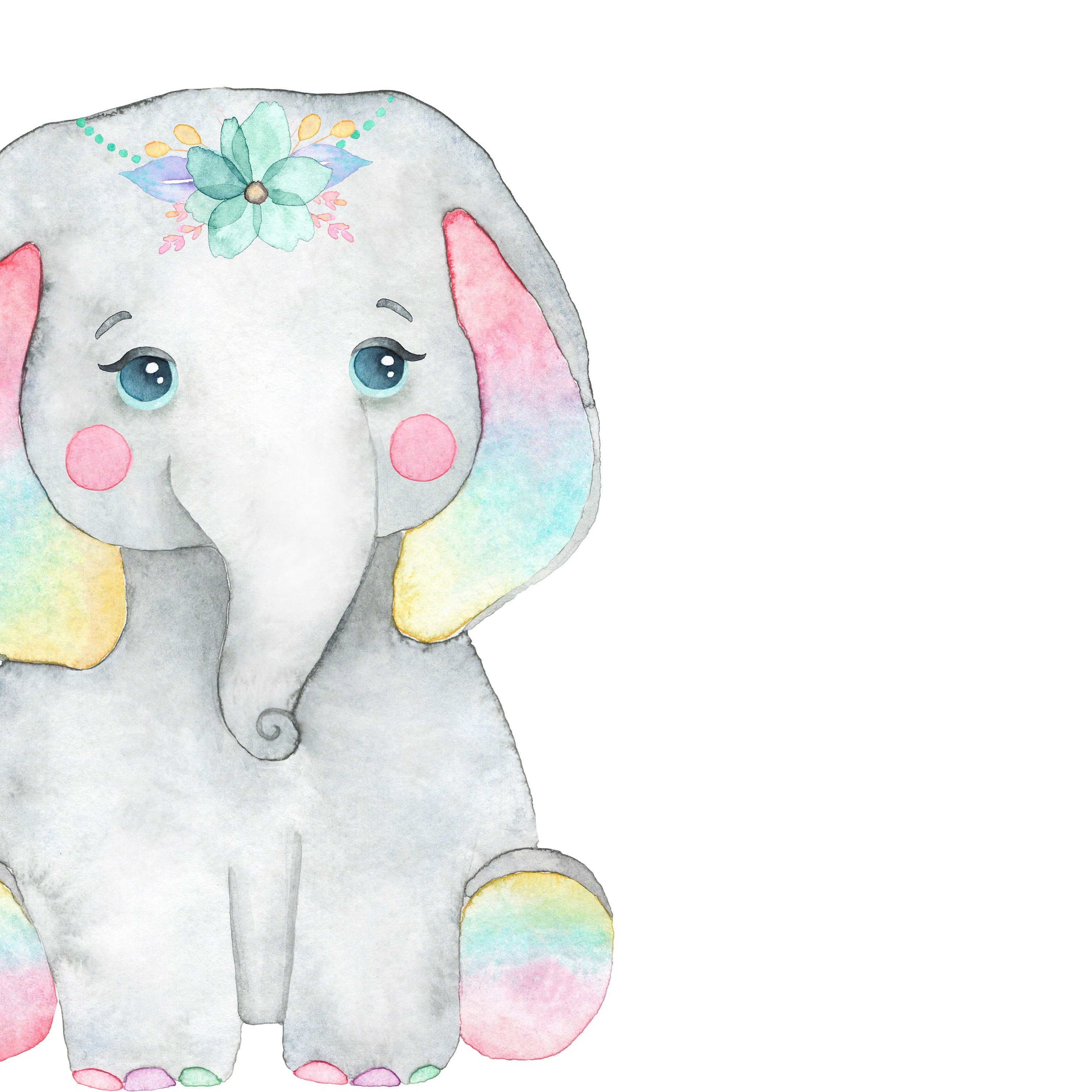 Elephant Clipart Watercolor Elephant Little Animal Hand | Etsy