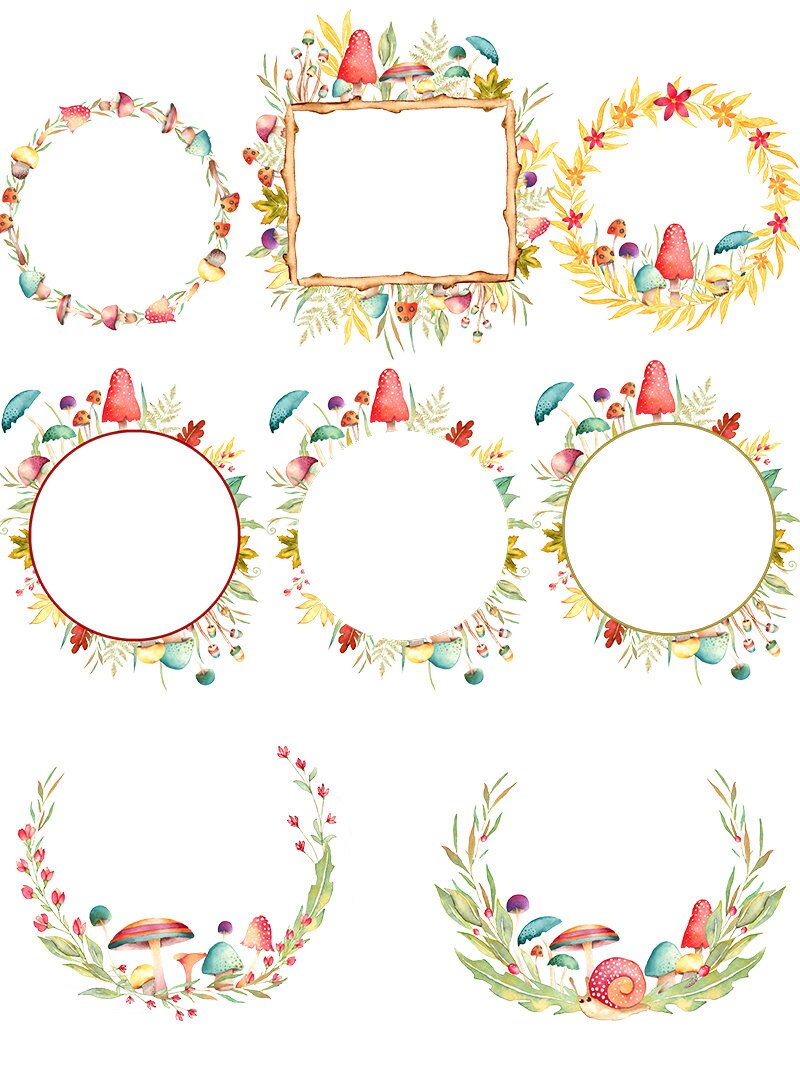 Watercolor Mushroom Clipart Fall Clipart Autumn Png Fall | Etsy