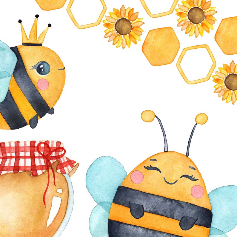 Watercolor Bee Clipart Bumblebee Clipart Birthday Bee Kids - Etsy