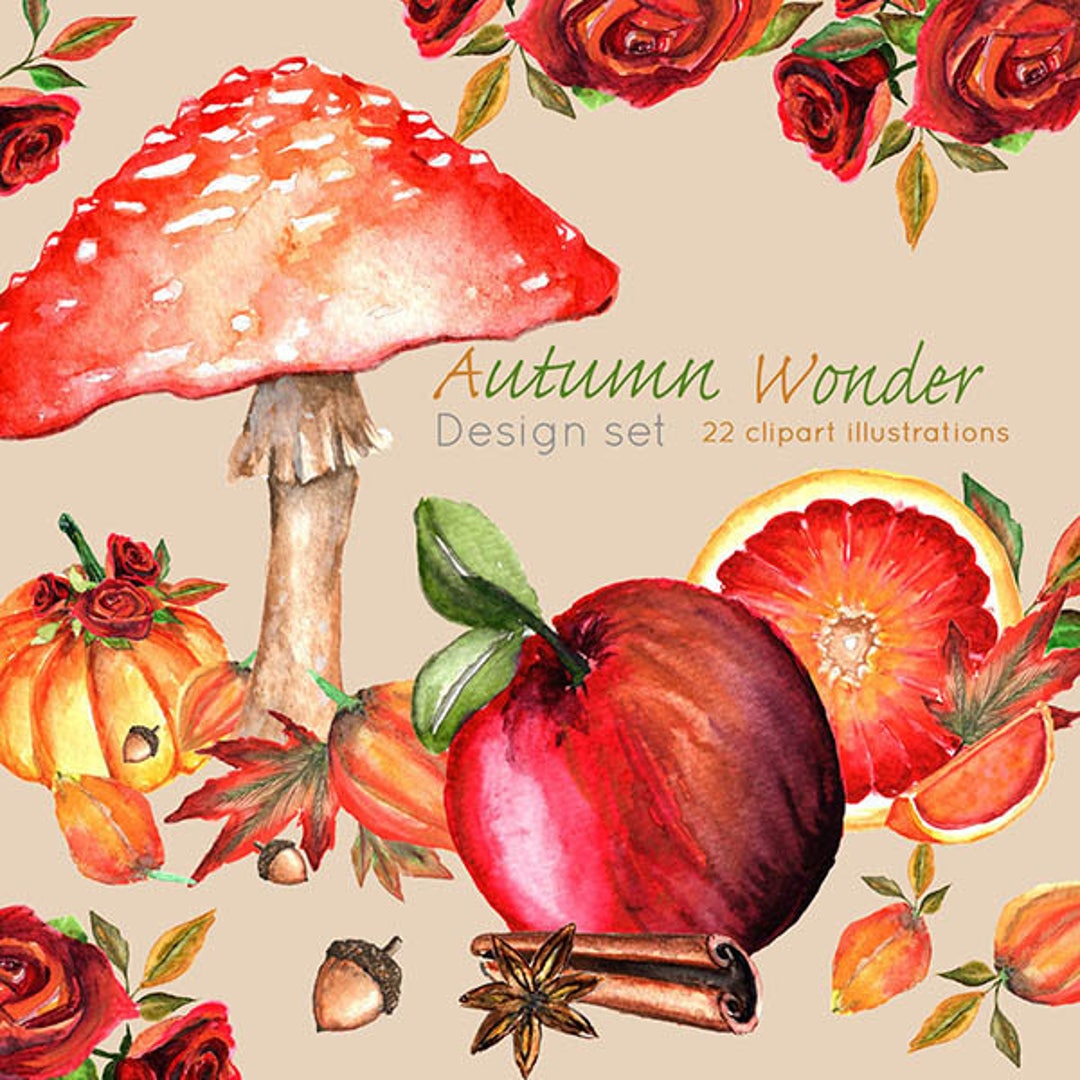 Fall Watercolor Clipart Autumn Watercolor Clipart Pumpkin - Etsy