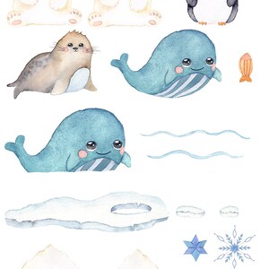 Watercolor Arctic Animals Watercolor Clipart, Winter Graphics, Arctic ...