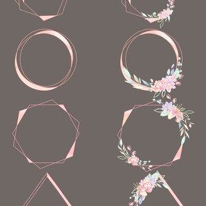 Blush Geometric Frames, Pink Floral Frame, Polygonal, Pink Mint ...