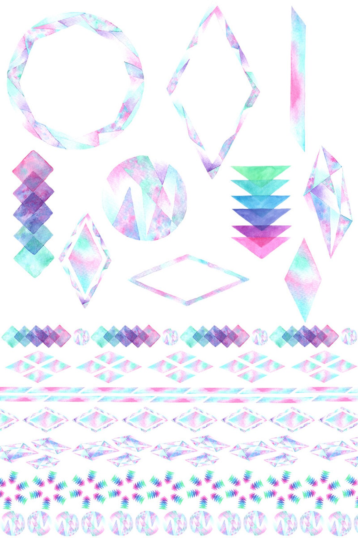 Geometric Watercolor Clipart Geometric Frames Polygonal - Etsy